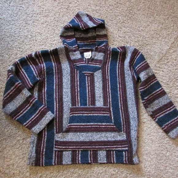 Tops | Canyon Creek Large Mexican Poncho Baja Hoodie Surfer Skater Drug ...